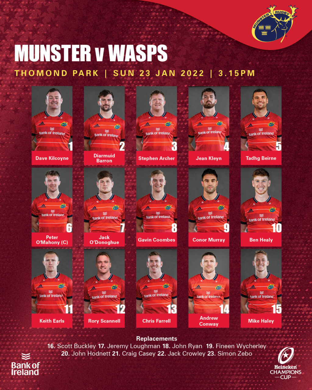 Munster Rugby | Team Announcement | Munster Side To Face Wasps