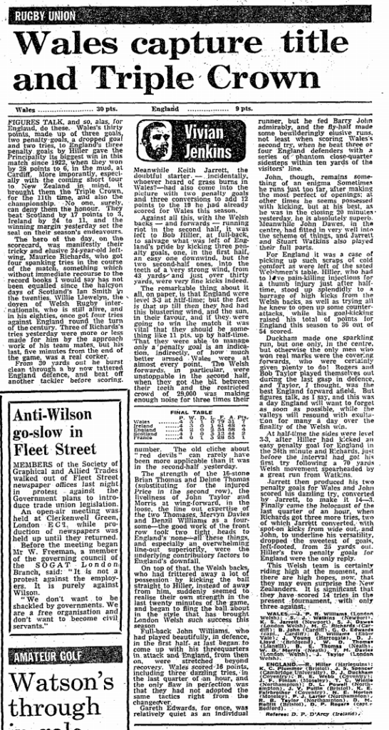 Welsh Rugby Union - ON THIS DAY: MAURICE RICHARDS GIVES ENGLAND THE RUN ...