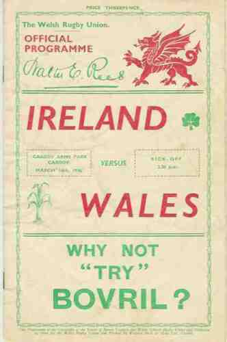 Welsh Rugby Union - REMEMBERING: Wales v Ireland 1936
