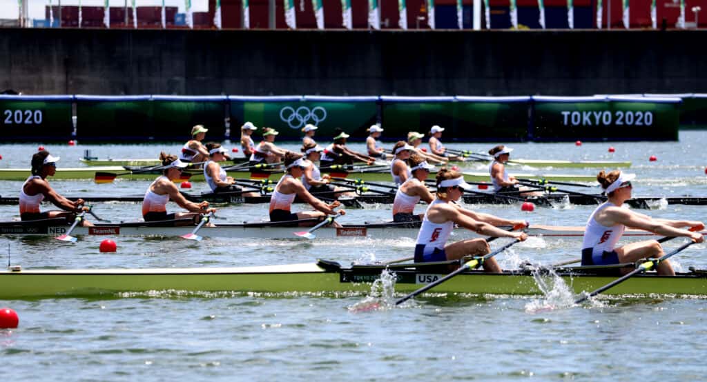 Class act rowing in day two heats at the Tokyo Olympic rowing regatta ...