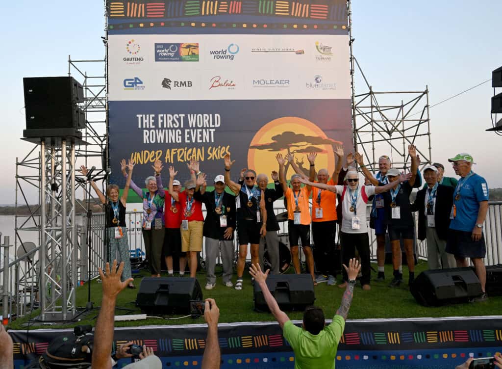 The "Octos" get their medals at the 2023 World Rowing Masters Regatta ...